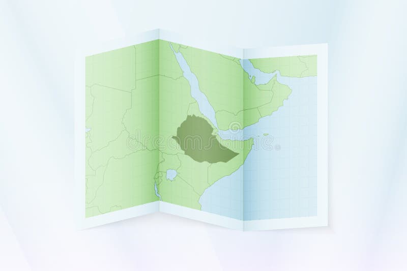 Ethiopia Map, Folded Paper with Ethiopia Map Stock Vector ...