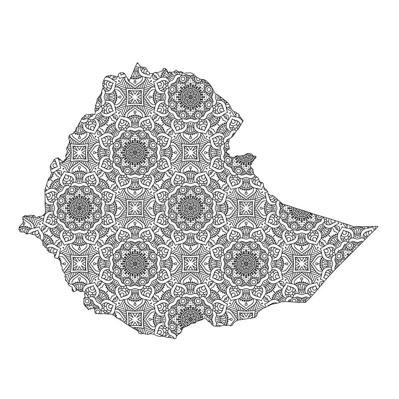 Ethiopia Map with Mandala Design Stock Vector - Illustration of ...