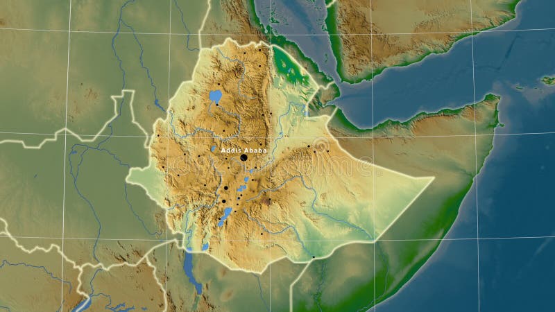 Ethiopia physical map stock vector. Illustration of road - 150887706