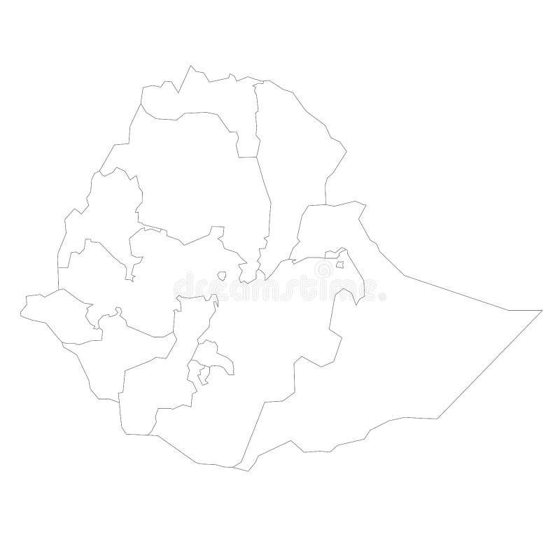 Ethiopia - Solid Black Outline Border Map of Country Area. Simple Flat ...
