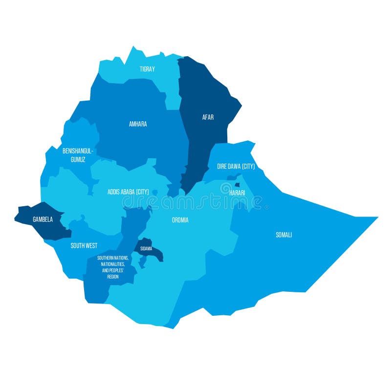 Ethiopia Political Map of Administrative Divisions Stock Vector ...