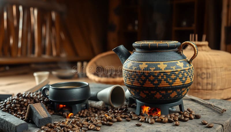 Ethiopian Jebena Mockup for Coffee Rituals Stock Illustration ...