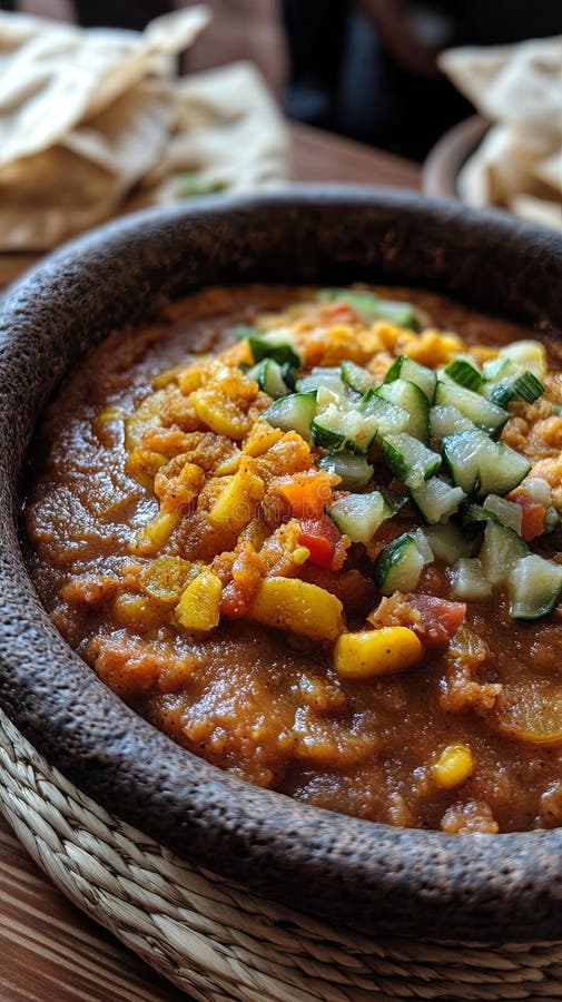 Ethiopian Shiro with Injera. Stock Photo - Image of yellow, vegetables ...