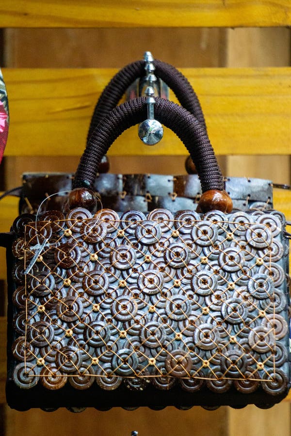 Ethnic Bag Made of Coconut Shell Hanging on the Wall Stock Image ...