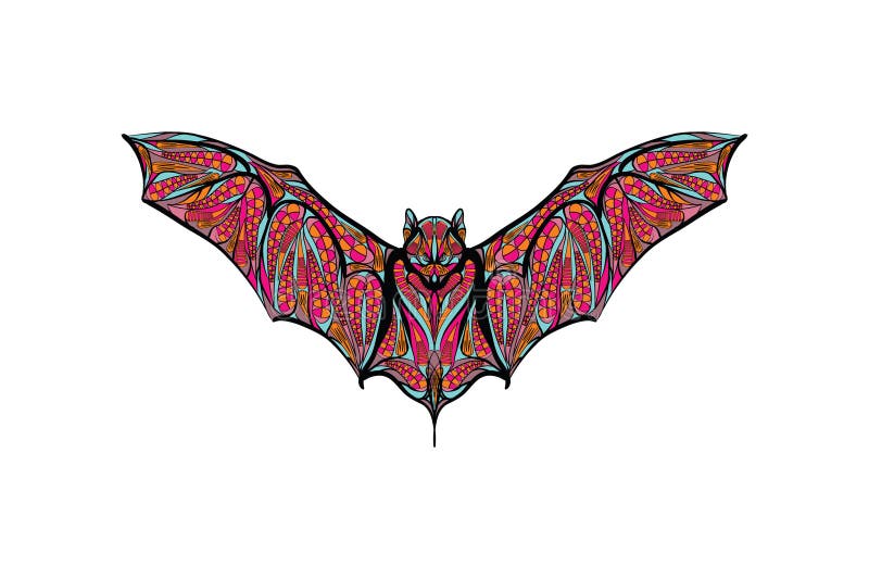 Ethnic Bat Vector Illustration Tribal Style Design Isolated on White ...