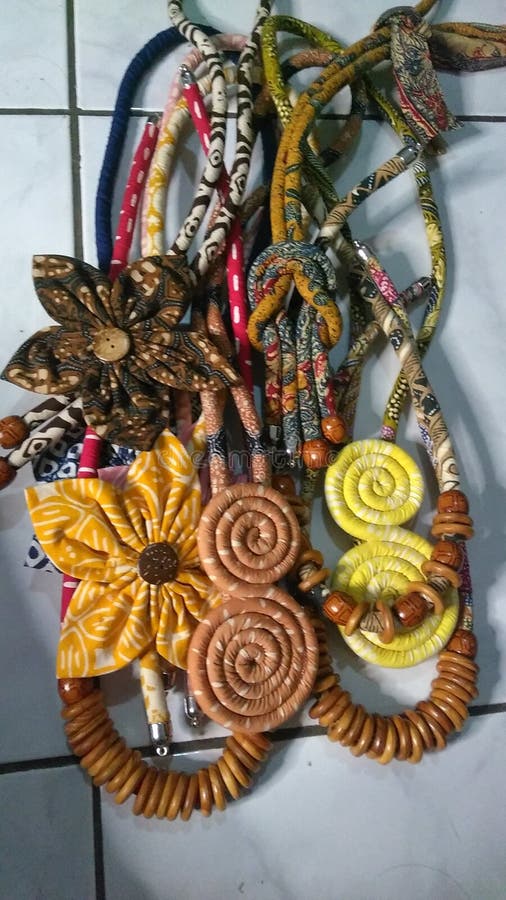 Ethnic Batik Necklace stock photo. Image of flower, festival - 261855690