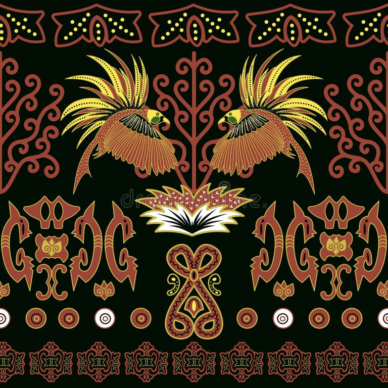Ethnic Batik Papua Bird Pattern Stock Vector - Illustration of classic ...