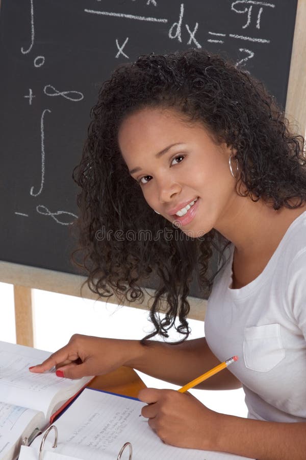 Ethnic Black College Student Studying Math Exam Stock Image - Image of ...