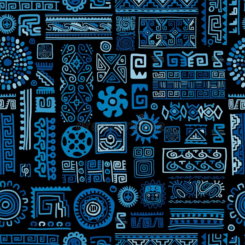 Ethnic Blue-pride Geometric Seamless Pattern in Fabric Style. Design ...