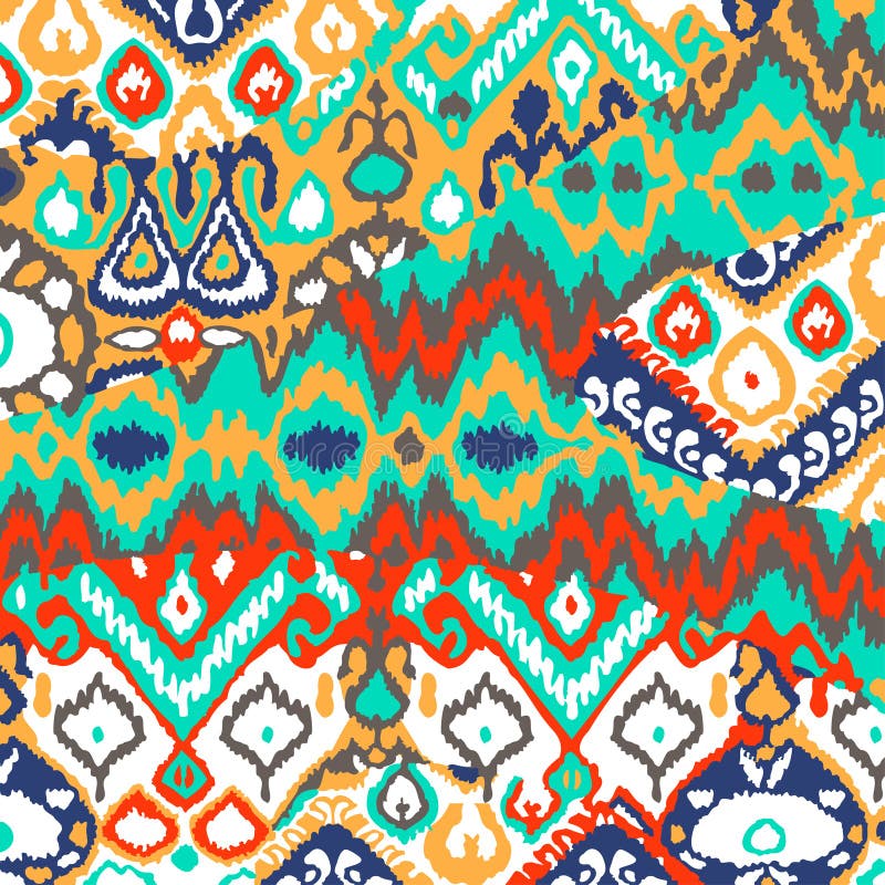 Ethnic Bohemian Arabesque Pattern. Zigzag Geometric Retro Abstract ...