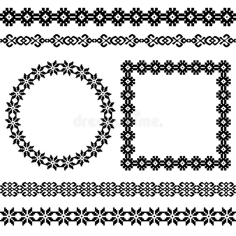 Ethnic Borders Set. Round and Square Frames Stock Vector - Illustration ...