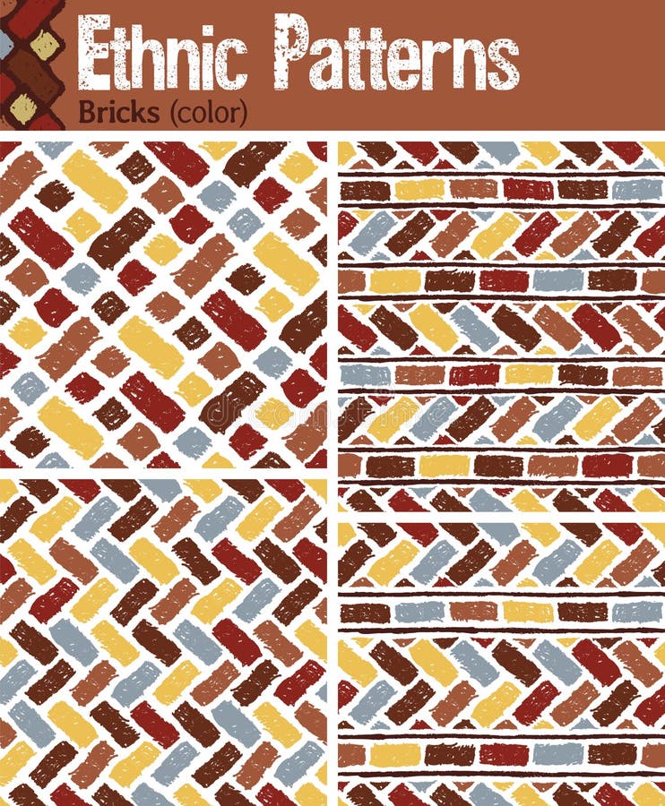 Ethnic Patterns. Bricks Color Stock Vector - Illustration of seamless ...