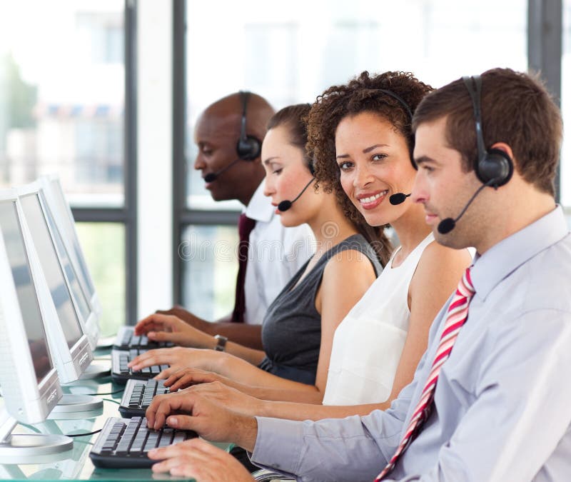 Ethnic Businesswoman Working in a Call Center Stock Image - Image of ...