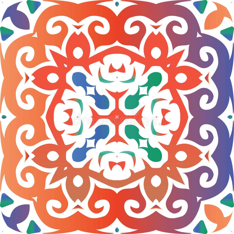 Ethnic Ceramic Tile in Mexican Talavera Stock Illustration ...