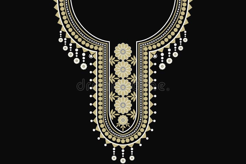 Ethnic Collar Lace Pattern Traditional on Black Background. Stock ...
