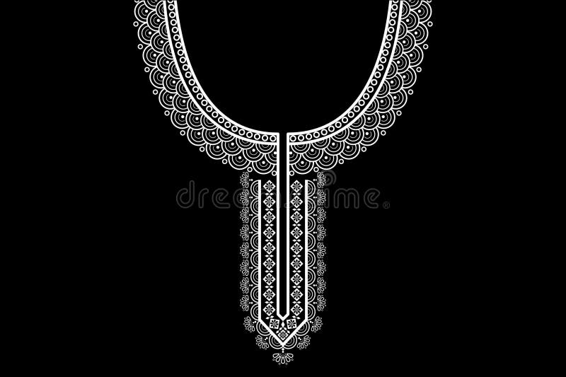 Ethnic Collar Lace Pattern Traditional on Black Background. Stock ...