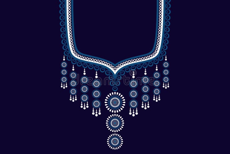 Ethnic Collar Lace Pattern Traditional on Dark Blue Background. Stock ...