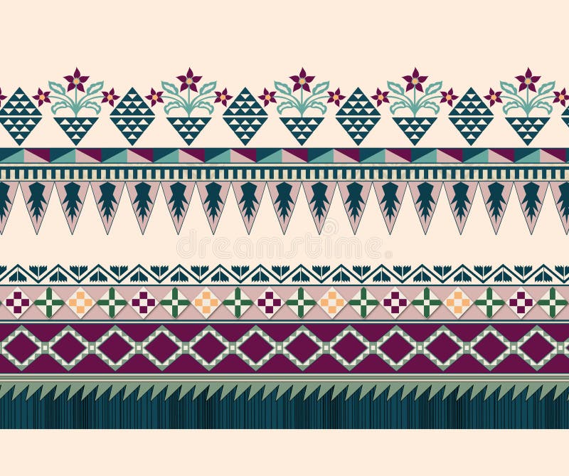 Colorful Border Endings Textile Multiple Designs Stock Illustration ...