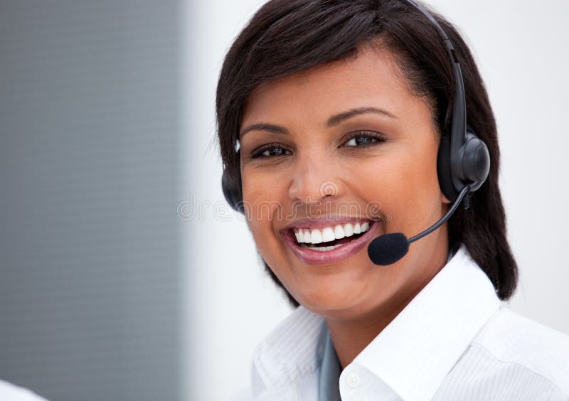 Ethnic Customer Service Agent at Work Stock Image - Image of afro ...