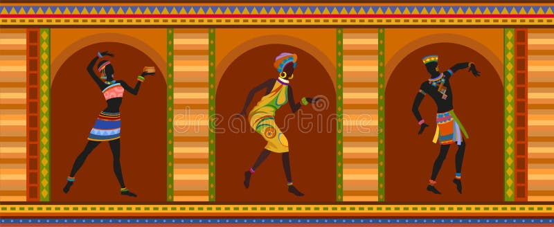 Ethnic Dance African People Stock Illustration - Illustration of black ...