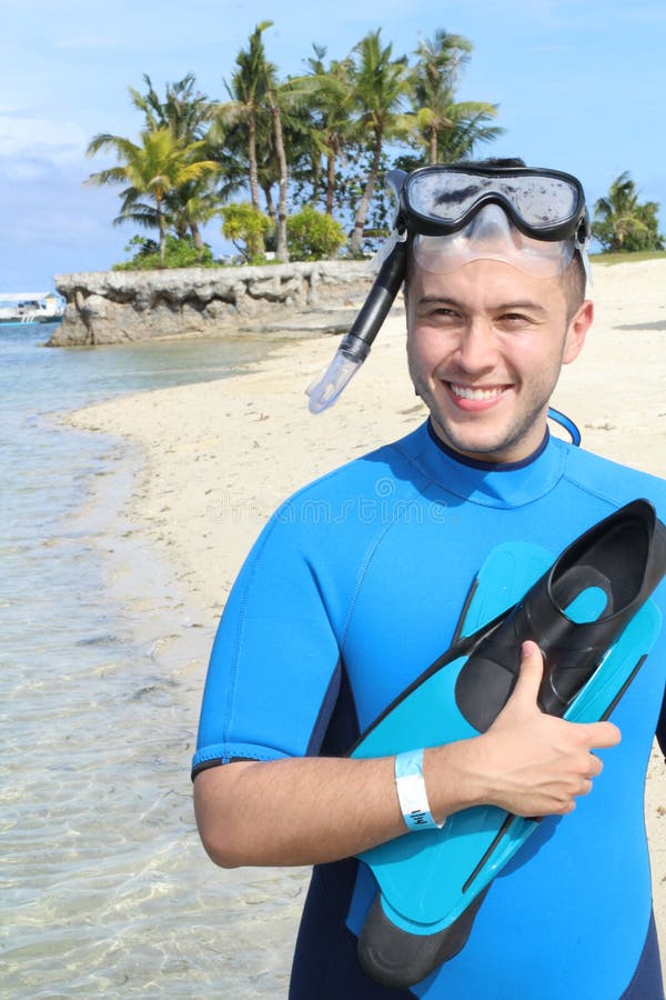 Ethnic Diver Getting Out of the Water Stock Photo - Image of goggles ...