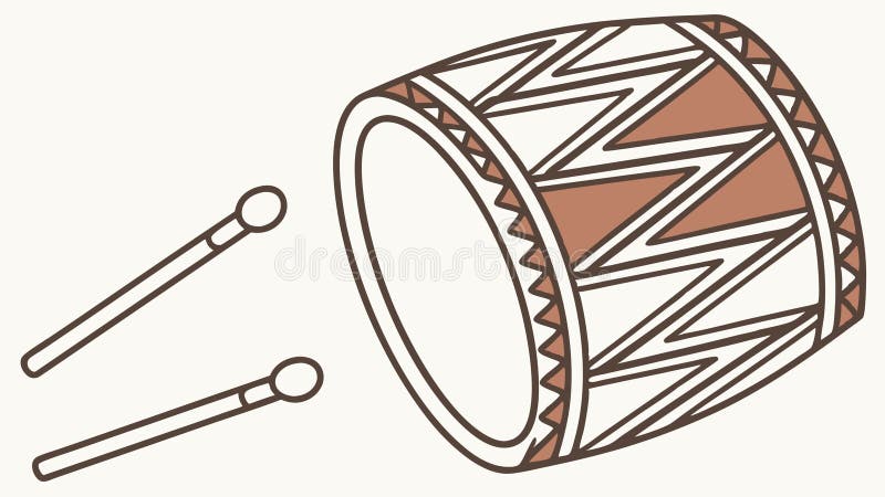 Ethnic Drum with Drumsticks, Percussion Instrument, Vector Design ...
