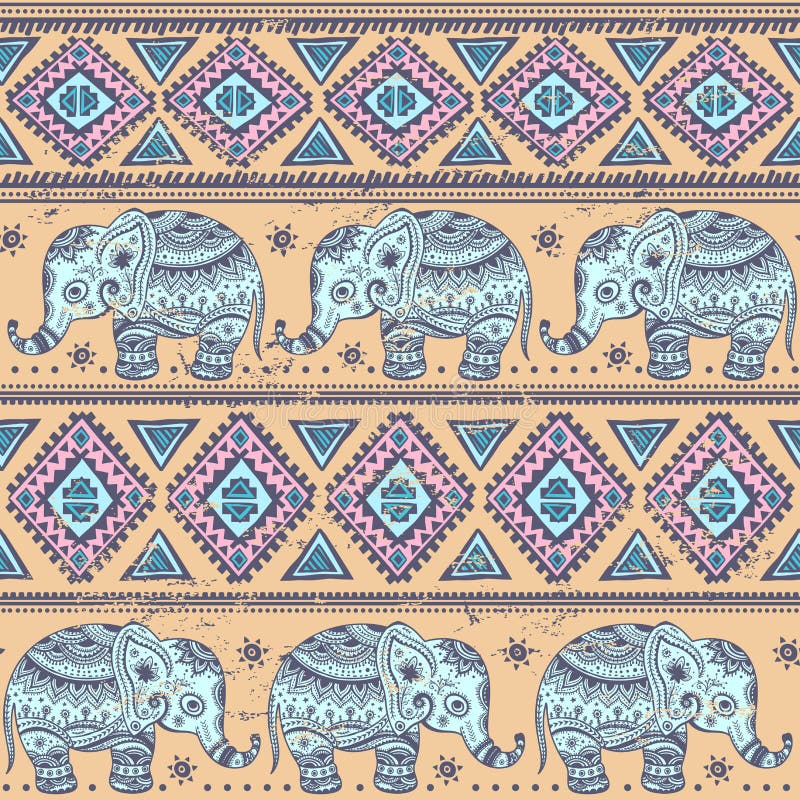 Ethnic elephant seamless stock vector. Illustration of arabic - 35461131