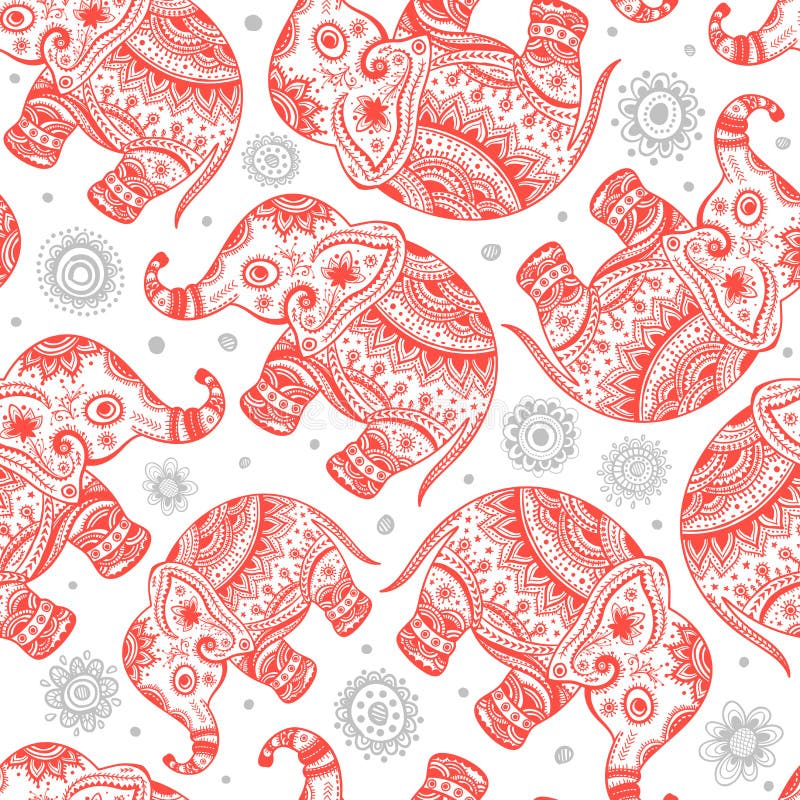 Ethnic elephant seamless stock vector. Illustration of arabic - 35461131