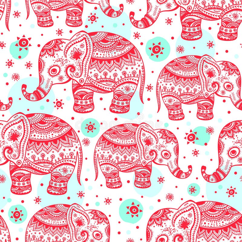 Ethnic elephant seamless stock vector. Illustration of backdrop - 37000096