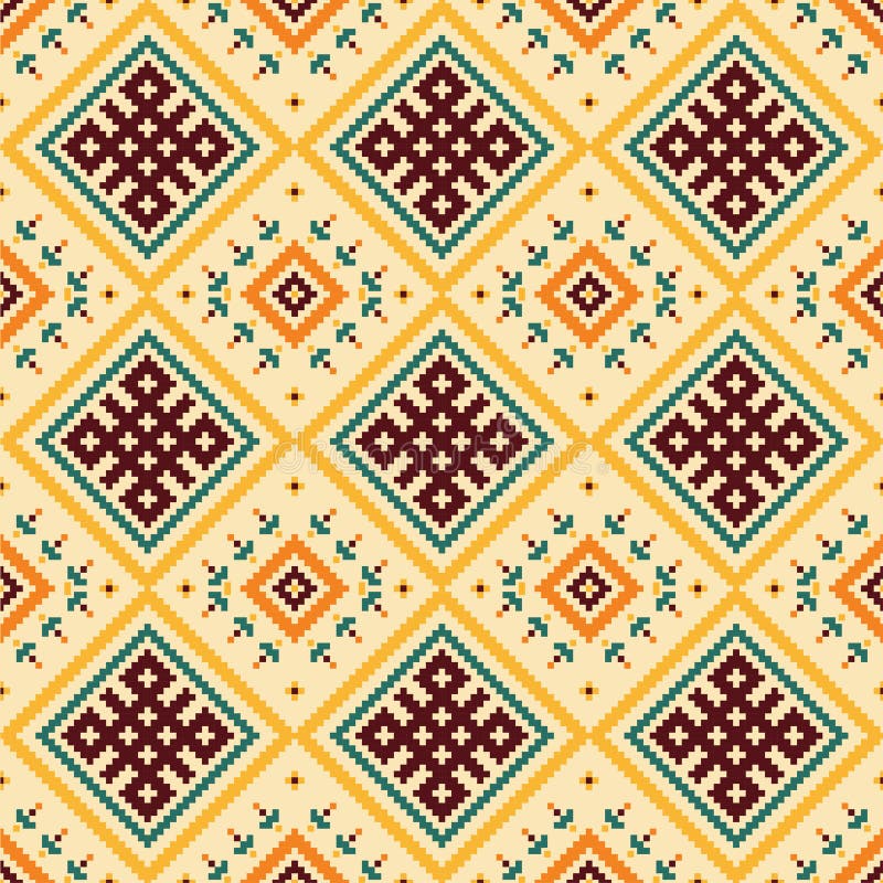 Ethnic Fabric Pattern Features a Richly Embroidered Texture. Geometric ...