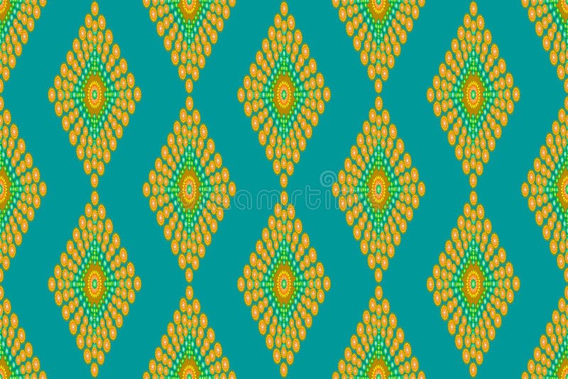 Ethnic Fabric Pattern Vertical Diamond Shape Green Brown Gold Seamless ...