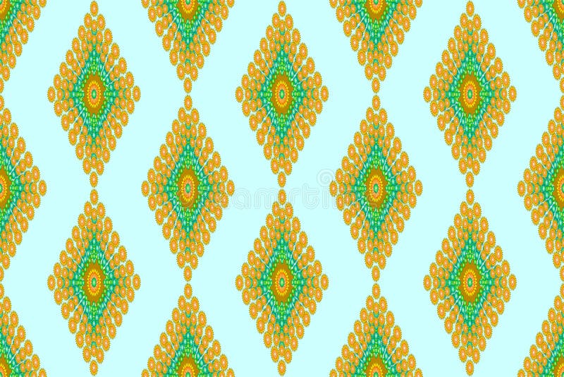 Ethnic Fabric Pattern Vertical Diamond Shape Green Brown Gold Seamless ...