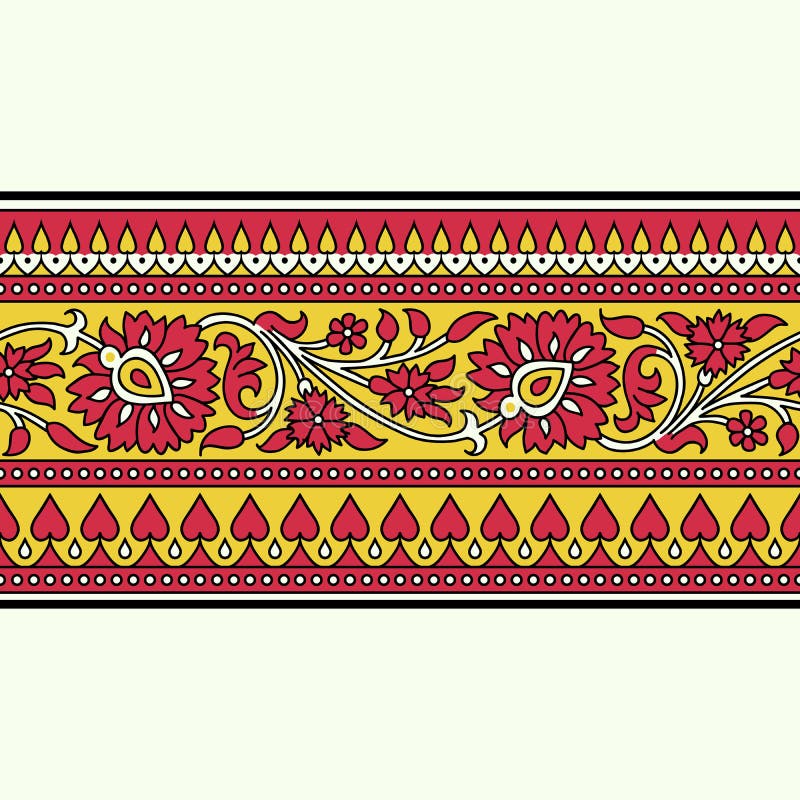 Ethnic Floral Blockprint Border Stock Vector - Illustration of ... Ethnic Floral Blockprint Border Stock Vector - Illustration of ...