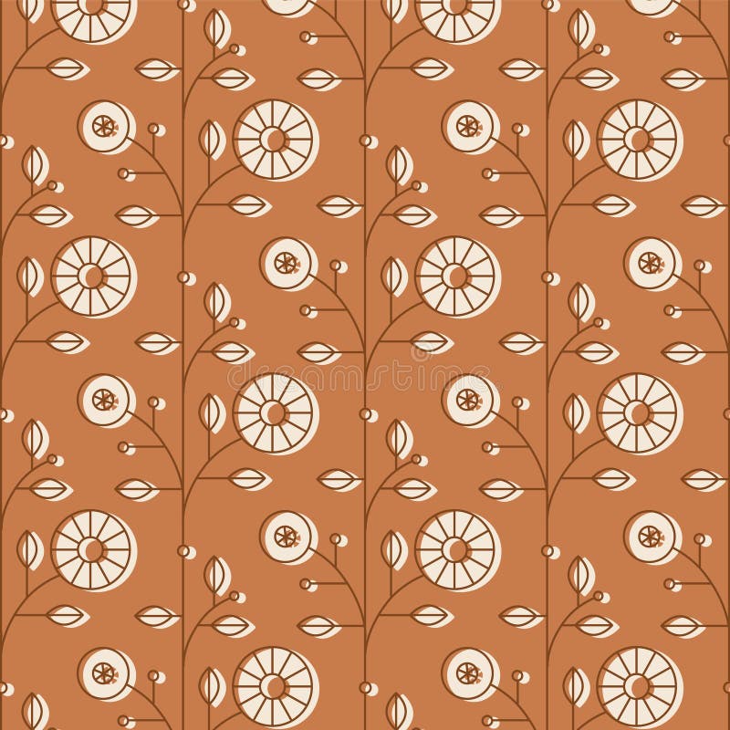 Ethnic Floral Linear Pattern Mustard Stock Vector - Illustration of ...