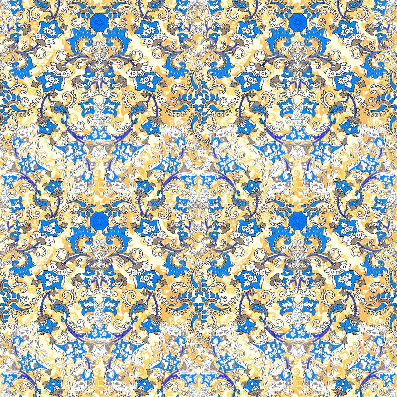 Ethnic floral pattern stock illustration. Illustration of colorful ...