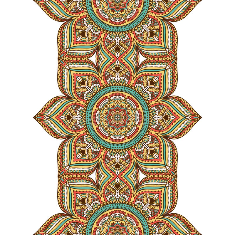 Ethnic Floral Seamless Pattern Stock Vector - Illustration of drawing ...