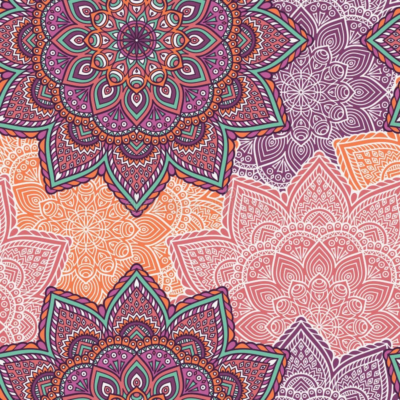 Ethnic Floral Seamless Pattern Stock Vector - Illustration of motif ...