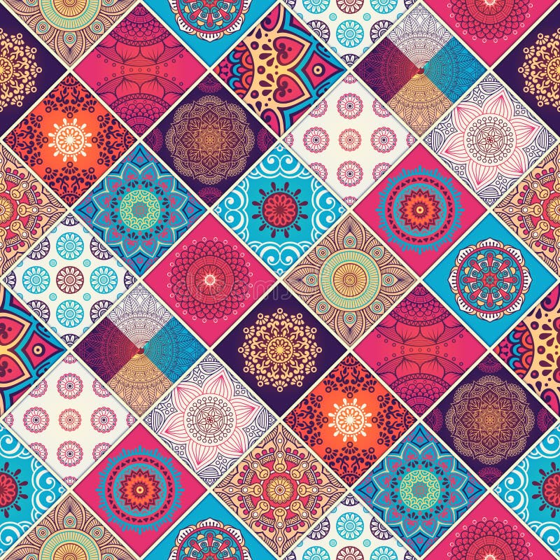 Ethnic Floral Seamless Pattern Stock Vector - Illustration of ethnic ...