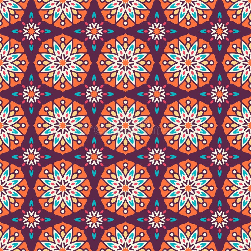 Ethnic Floral Seamless Pattern Stock Vector - Illustration of ...
