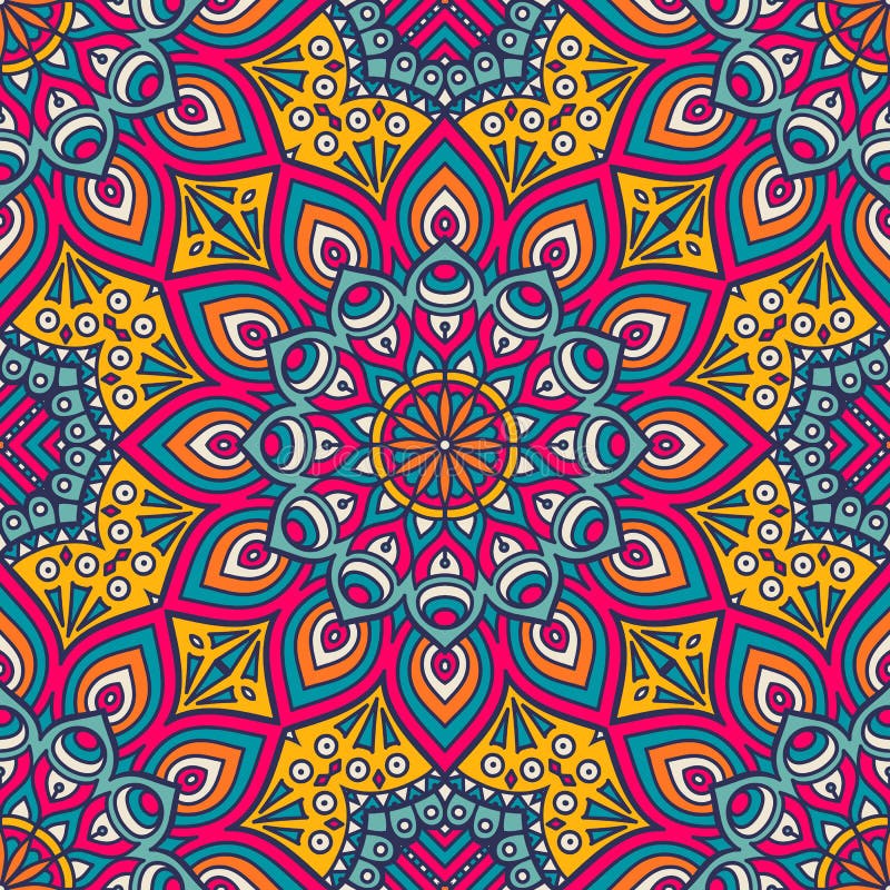 Ethnic Floral Seamless Pattern Stock Vector - Illustration of drawing ...