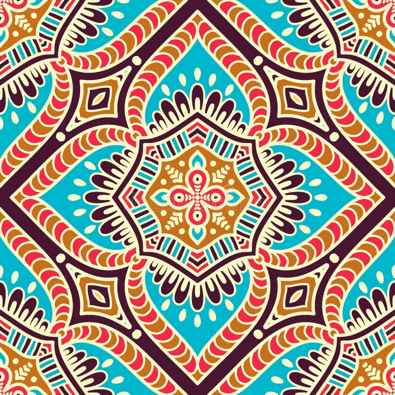 Ethnic Floral Seamless Pattern Stock Vector - Illustration of design ...