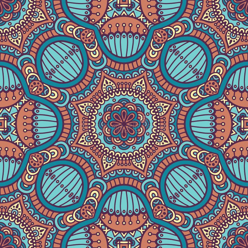 Ethnic Floral Seamless Pattern Stock Vector - Illustration of drawing ...