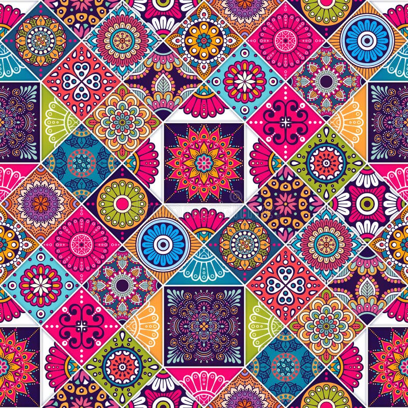 Ethnic Floral Seamless Pattern Stock Vector - Illustration of design ...