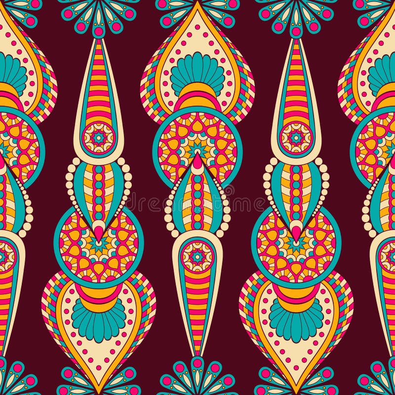 Ethnic Floral Seamless Pattern Stock Vector - Illustration of abstract ...