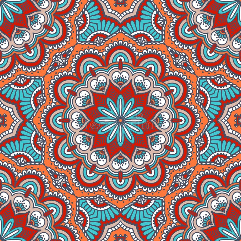 Ethnic Floral Seamless Pattern Stock Vector - Illustration of indian ...