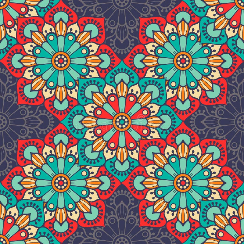 Ethnic Floral Seamless Pattern Stock Vector - Illustration of design ...