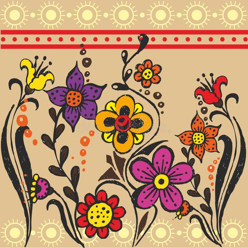 Ethnic flower stock vector. Illustration of happiness - 23866780