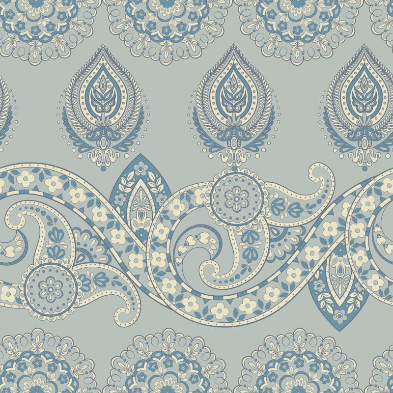 Ethnic Flowers Seamless Vector Pattern. Stock Vector - Illustration of ...