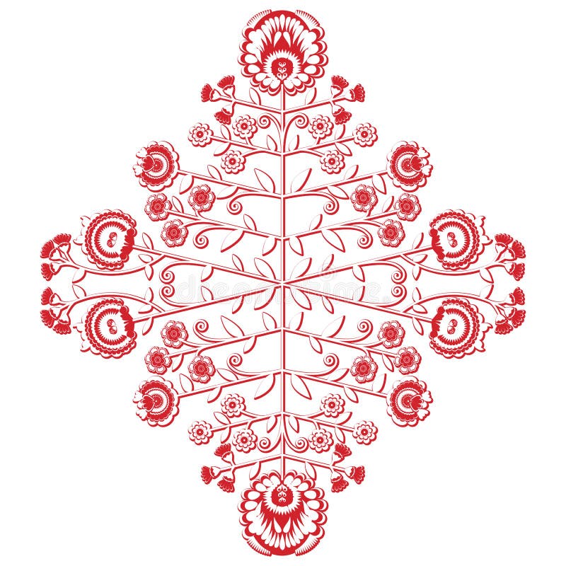 Ethnic and Folk Inspired Floral Asymmetric Cutout Pattern in Red and ...