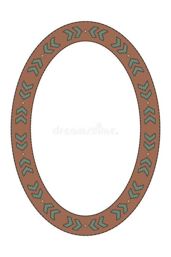 Ethnic Frame. Oval Border with Geometric Mexican Textile Pattern Stock ...